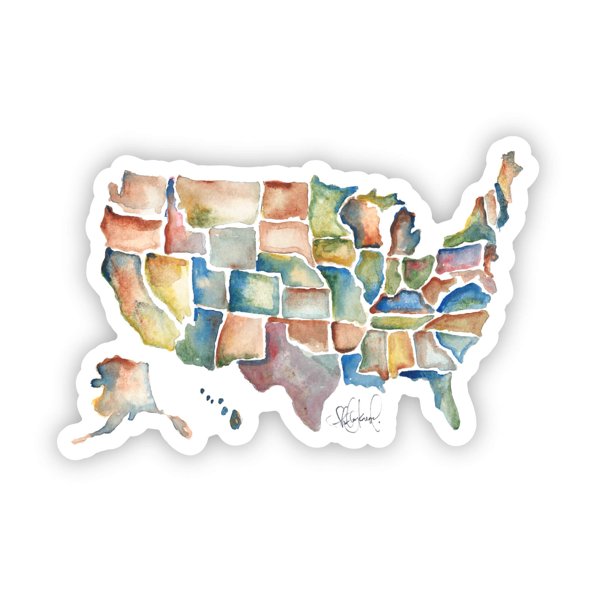 United States map watercolor sticker – Gifted SRQ